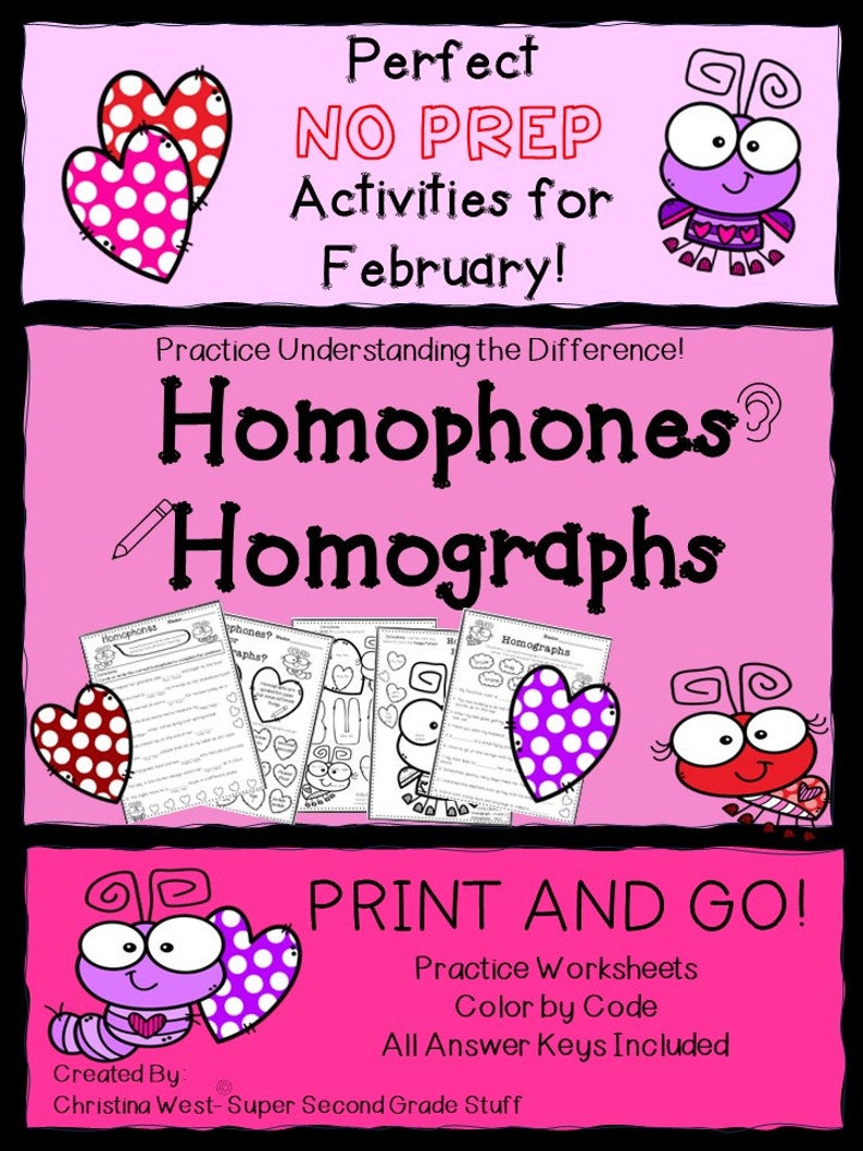Homophones and Homographs Activities | 1st – 4th | Valentine's Day ...