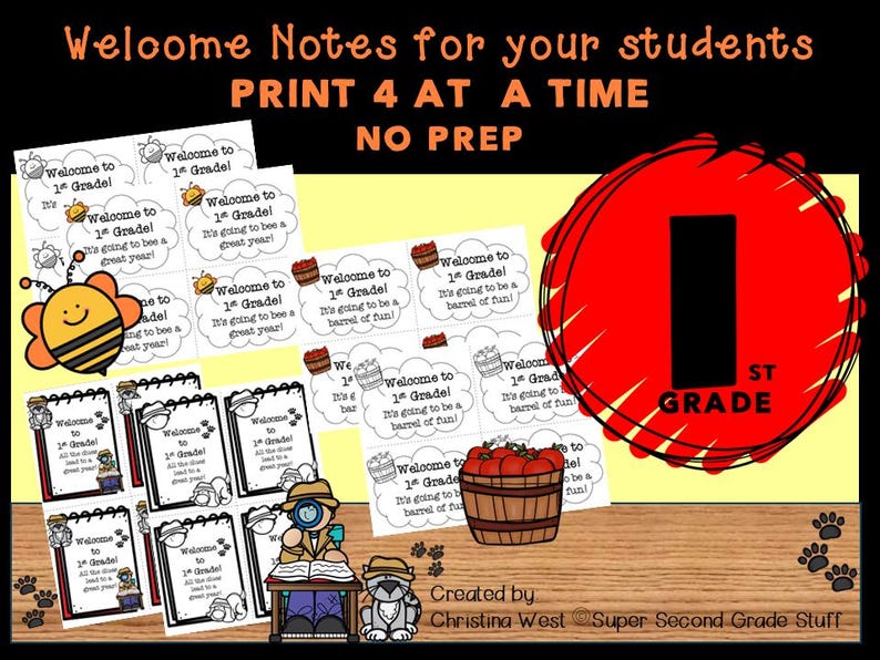 1st Grade Welcome Back Note for Students | No Prep-4 to a Page| First ...