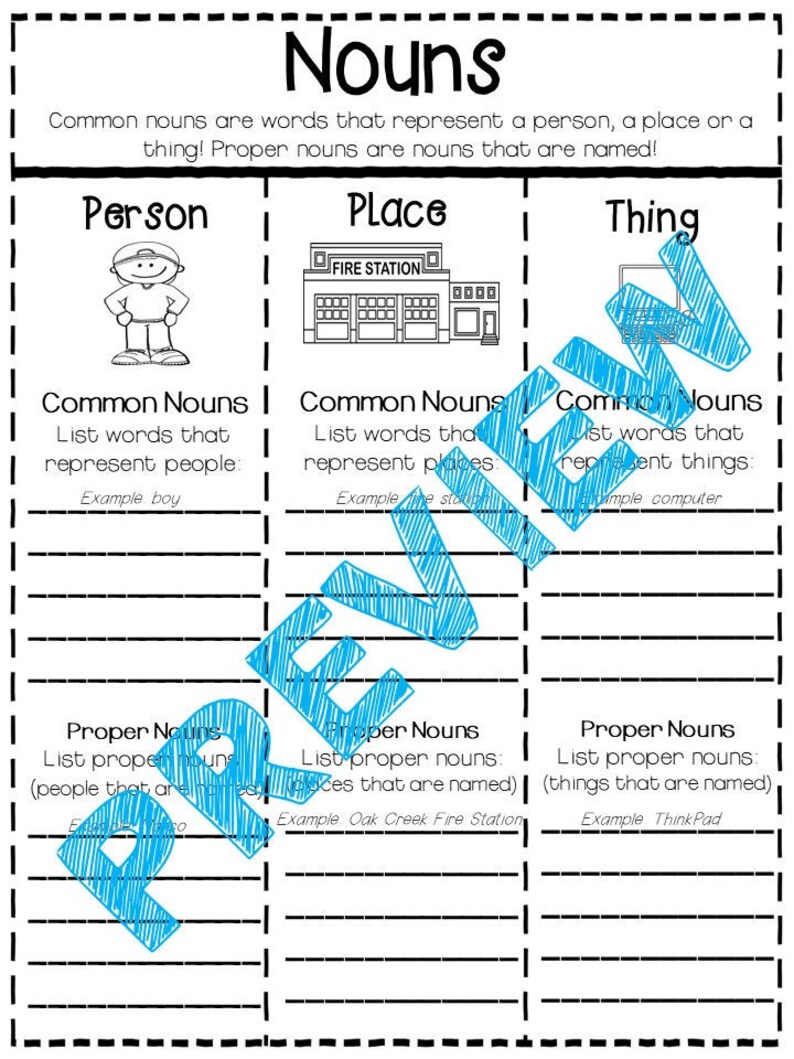 Noun Activities | 1st – 3rd | Homeschool | Printable Worksheets | Word ...