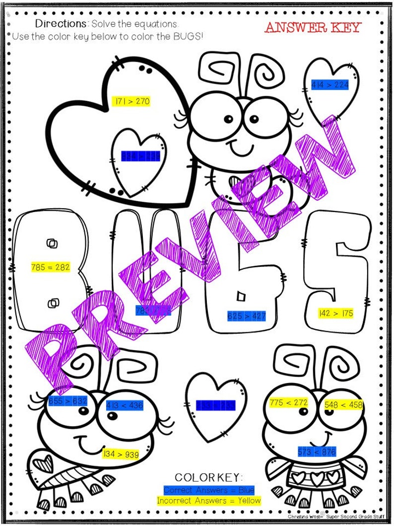 Comparing Three Digit Numbers | 1st – 4th | Valentine's Day Theme ...