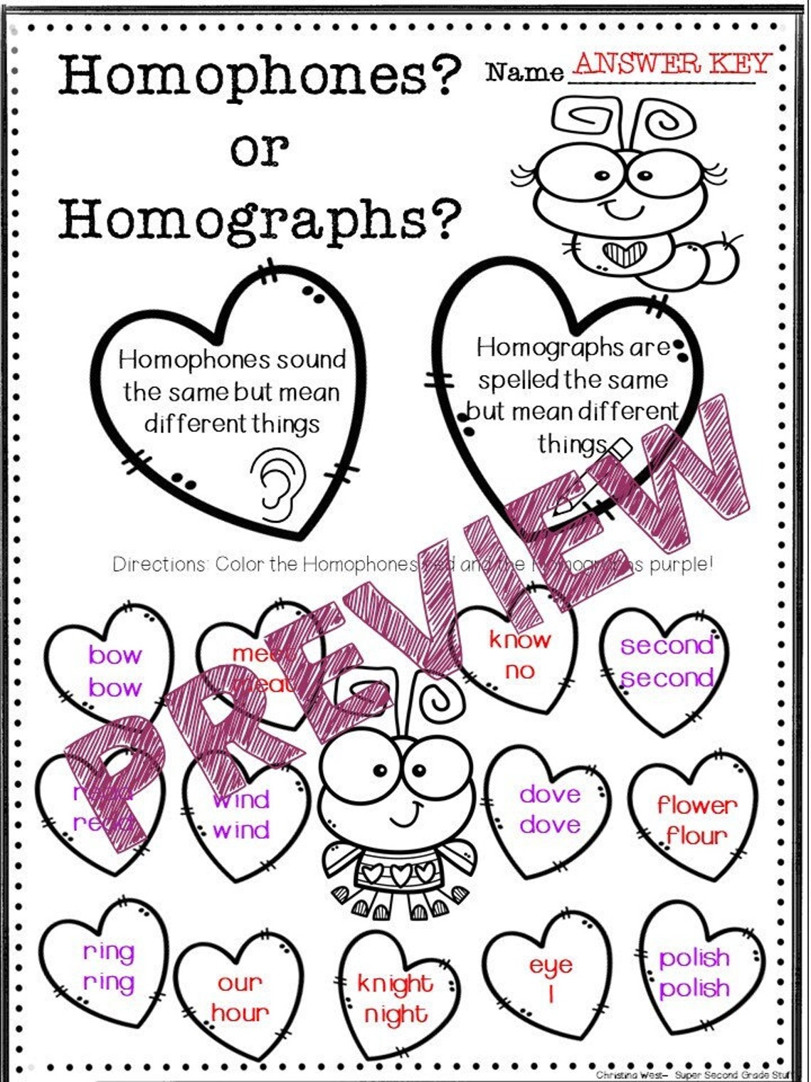 Homophones and Homographs Activities | 1st – 4th | Valentine's Day ...