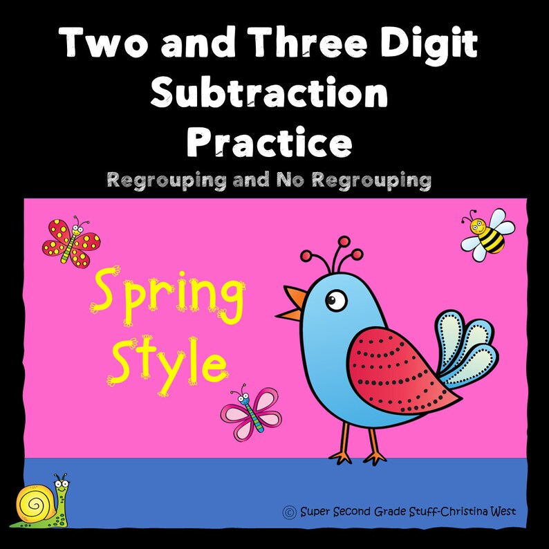 Two and Three Digit Subtraction | Regrouping and No Regrouping | Spring ...
