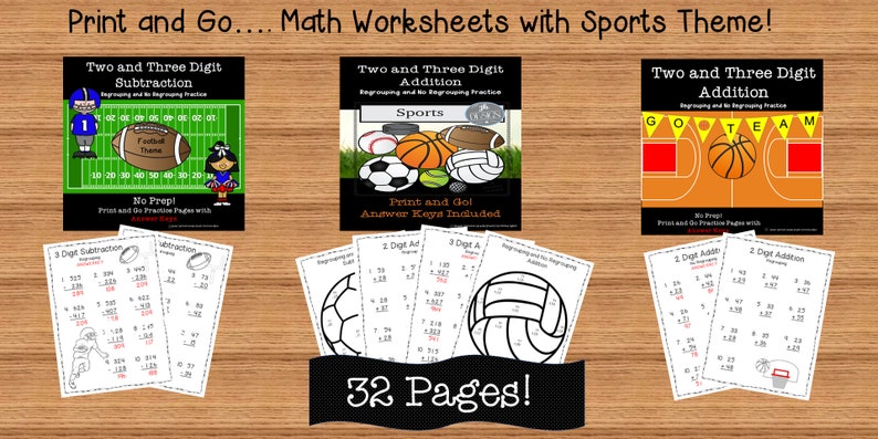 Addition and Subtraction Bundle | Sports Theme | Football | Basketball ...