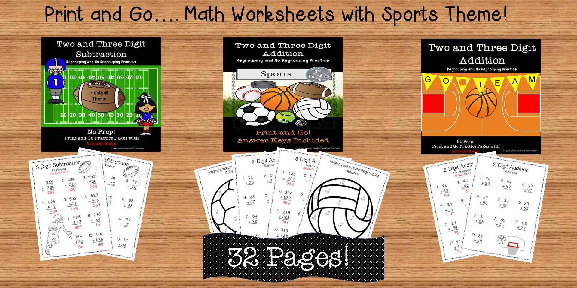 Addition and Subtraction Bundle | Sports Theme | Football | Basketball ...