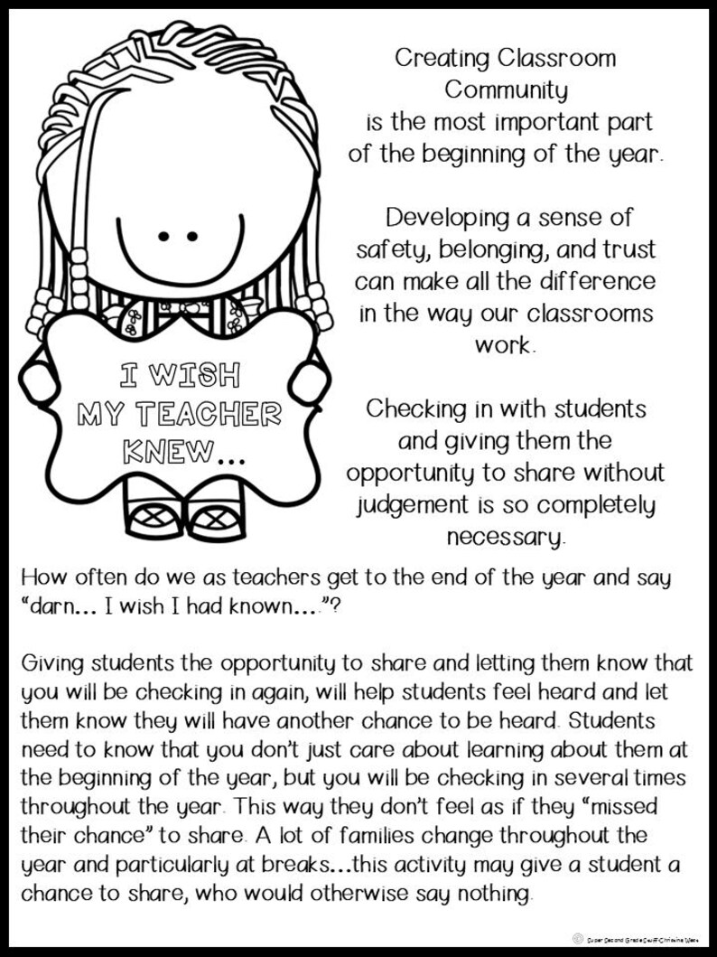 I Wish My Teacher Knew | Templates to "check In" With Students ...
