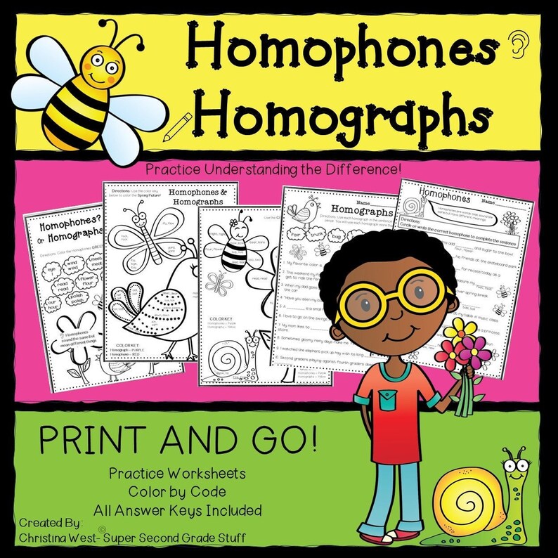 Homophones and Homographs Activities | 1st – 4th | Spring Theme ...