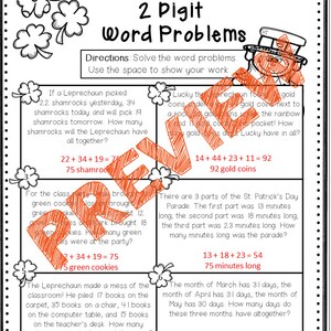 Adding up to 4 Two Digit Numbers | St. Patrick's Day| Addition| 1st ...