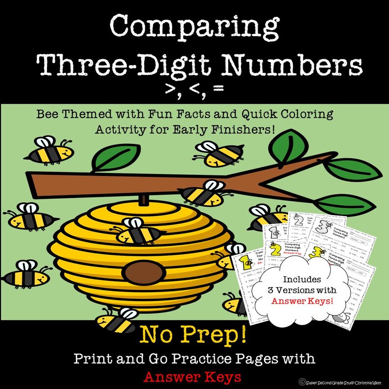 Comparing Three Digit Numbers | Comparison Symbols | Place Value | Bees ...