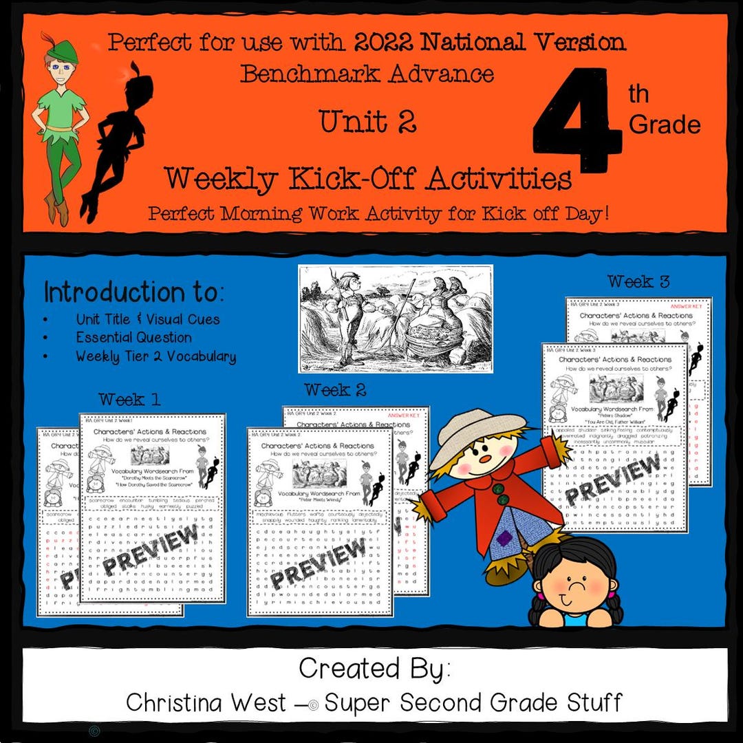 Benchmark Advance 2022 | 4th Grade | Unit 2 Three Weekly Tier 2 Vocab ...