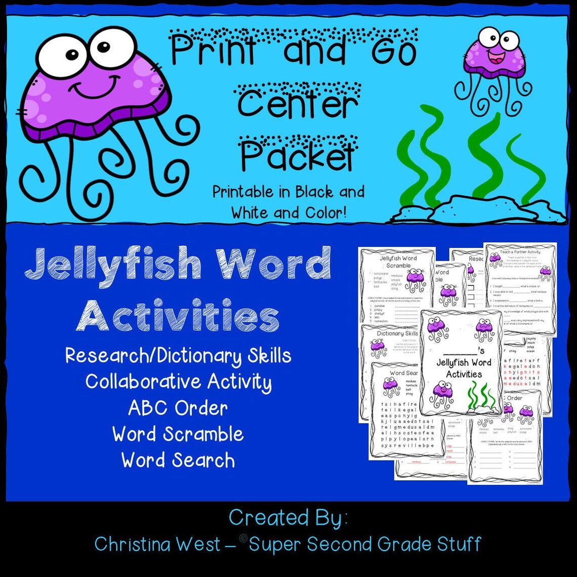 Jellyfish Themed Word Activities | 1st – 3rd | Homeschool | Printable ...
