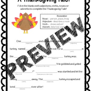 Parts of Speech Practice Worksheets| Thanksgiving| November | 1st – 5th ...