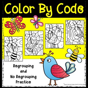 Two and Three Digit Addition| Regrouping and No Regrouping | Color by ...
