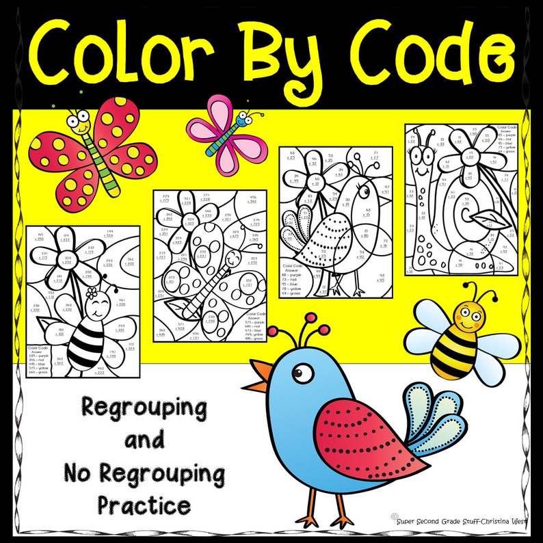 Two and Three Digit Addition| Regrouping and No Regrouping | Color by ...
