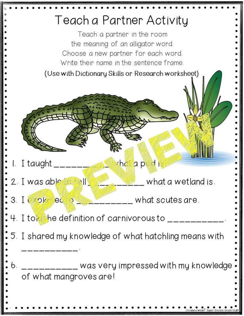Alligator Themed Word Activities 1st 3rd Homeschool Printable ...