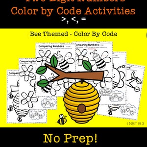 Comparing Two Digit Numbers | Comparison Symbols| Color by Code | Place ...