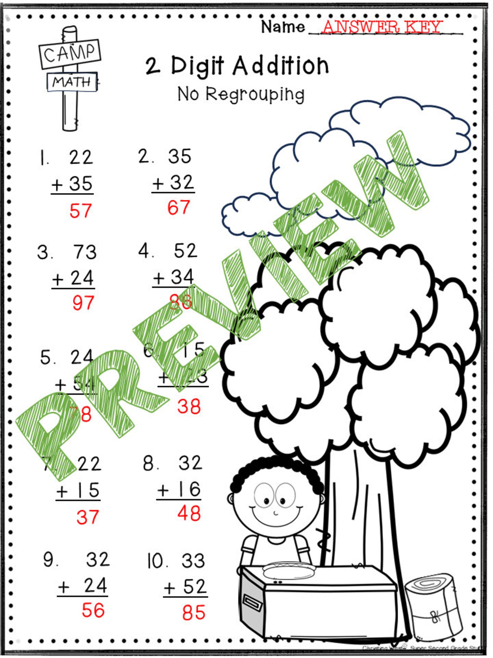 Two Digit Addition No Regrouping | Camp Math | 1st – 3rd | Homeschool ...