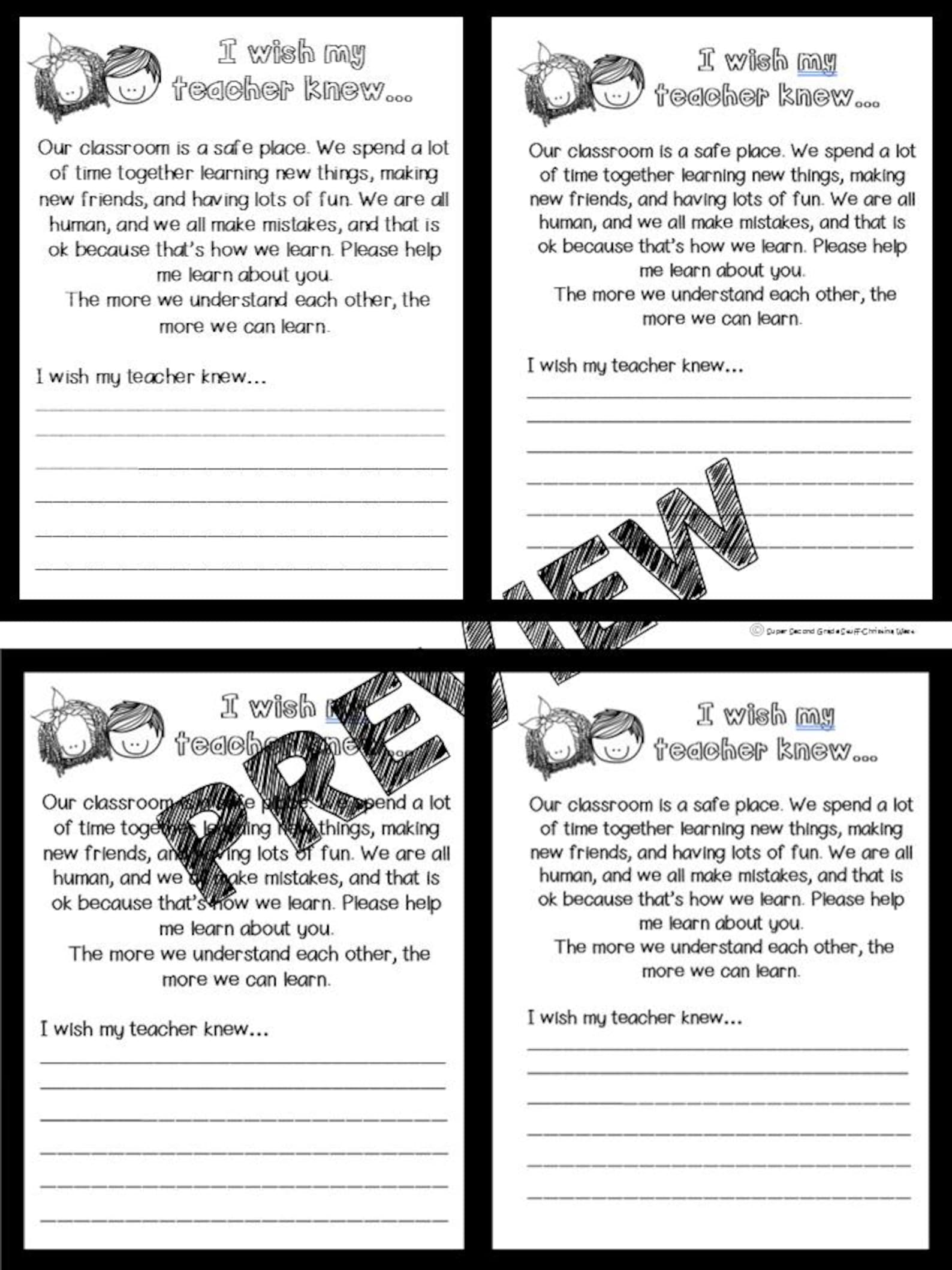 I Wish My Teacher Knew | Templates to "check In" With Students ...