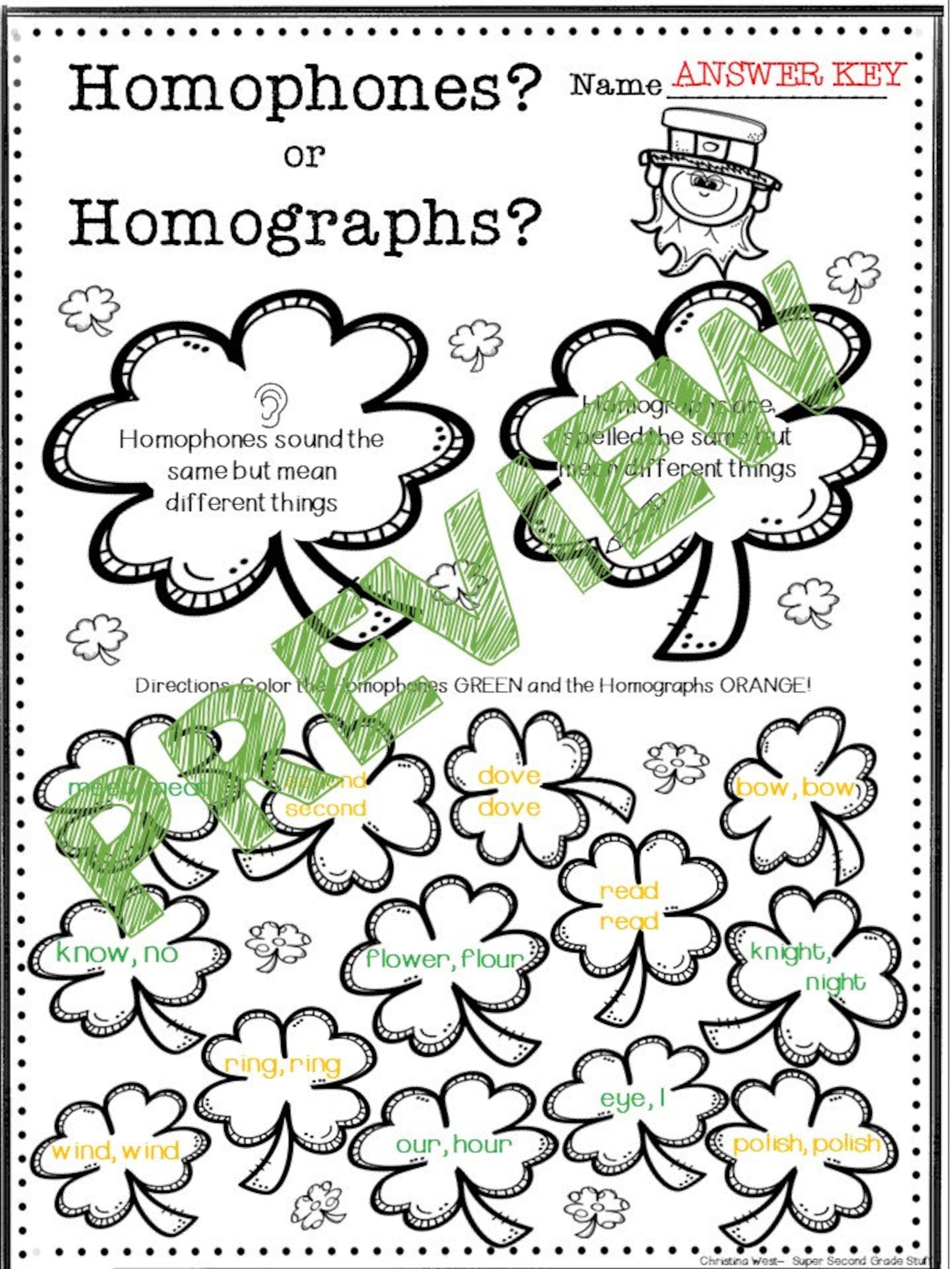 Homophones and Homographs Activities | 1st – 4th | St. Patrick's Day ...