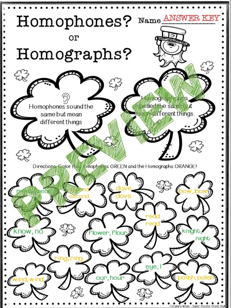 Homophones and Homographs Activities | 1st – 4th | St. Patrick's Day ...