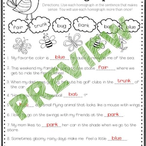 Homophones and Homographs Activities | 1st – 4th | Spring Theme ...