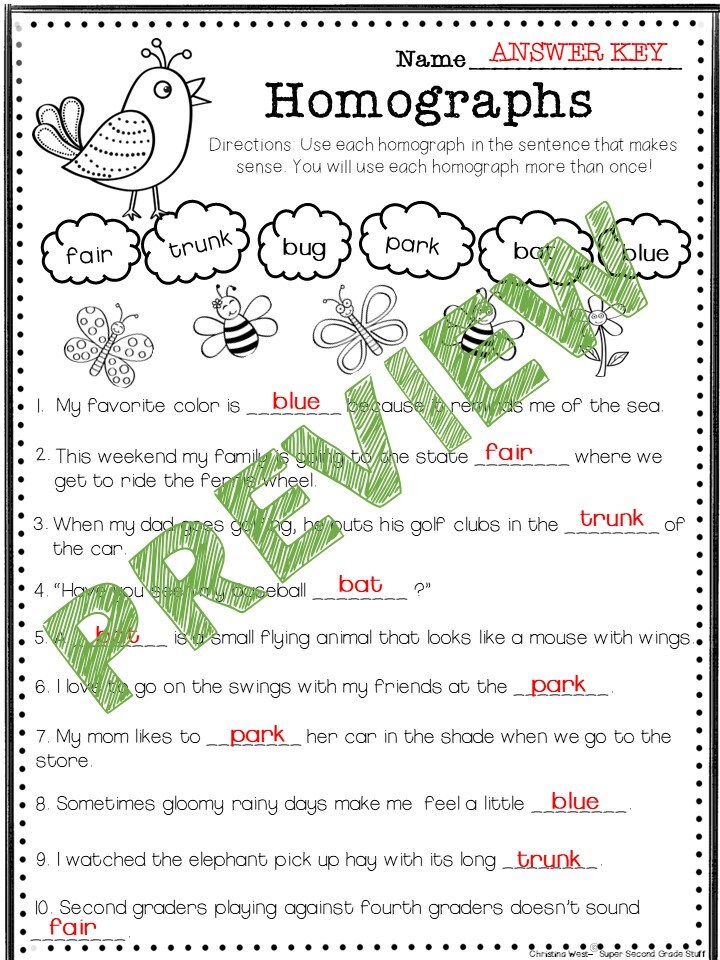 Homophones and Homographs Activities | 1st – 4th | Spring Theme ...