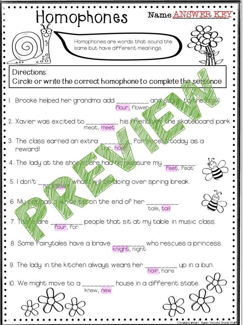 Homophones and Homographs Activities | 1st – 4th | Spring Theme ...
