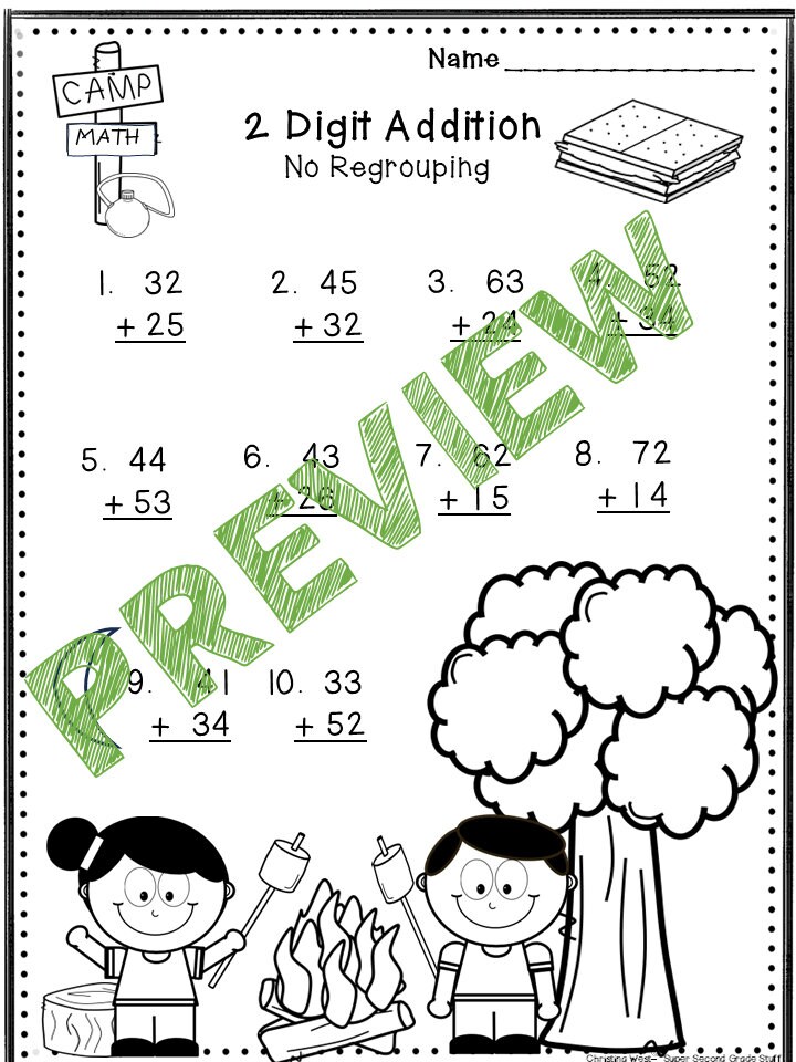 Two Digit Addition No Regrouping | Camp Math | 1st – 3rd | Homeschool ...