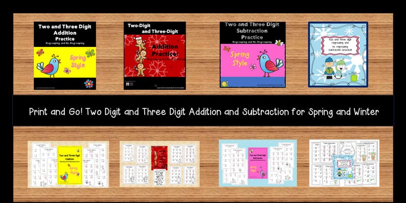 Addition and Subtraction Practice Bundle | Winter and Spring | 1st ...