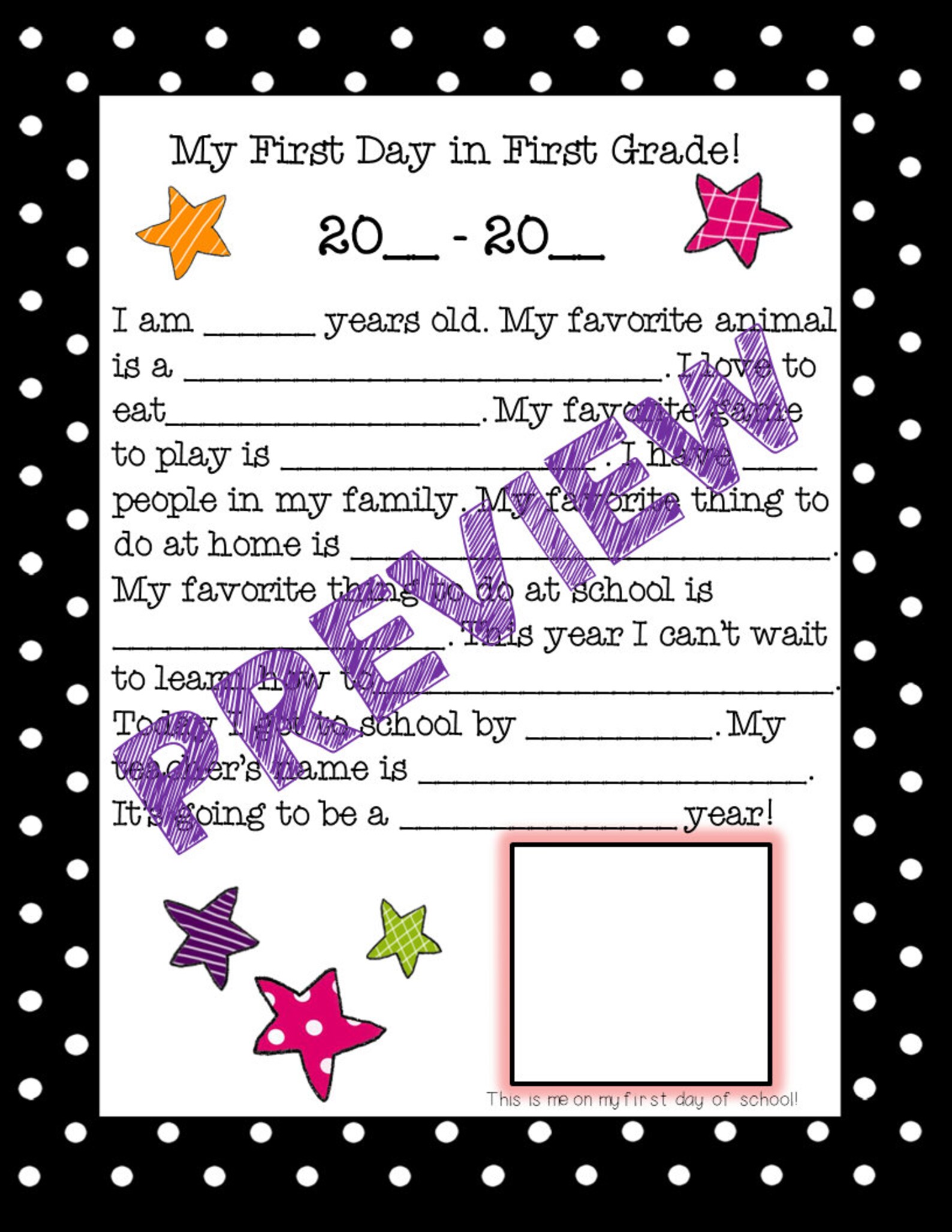 First Day of School | Beginning of the Year Writing Activity | 1st ...