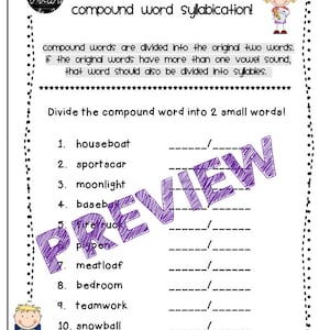 Syllable Divisions | 7 Most Common Syllable Breaks | 1st – 4th ...