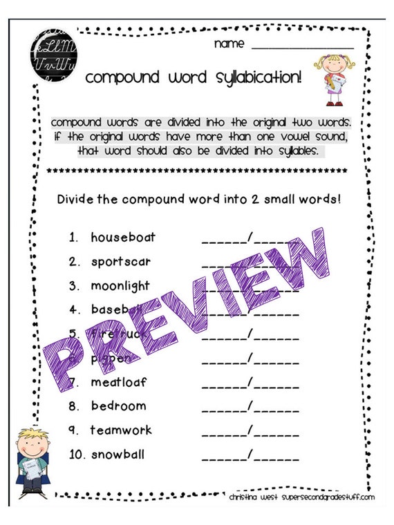 Breaking Words Into Syllables Worksheets Syllable Divisions 7 Most