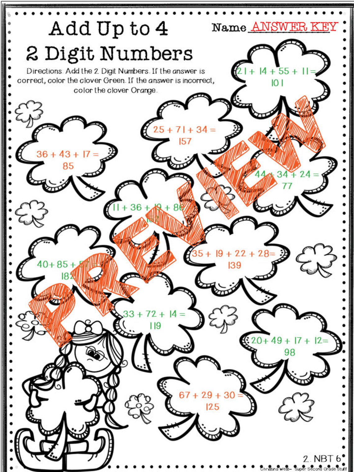 Adding up to 4 Two Digit Numbers | St. Patrick's Day| Addition| 1st ...