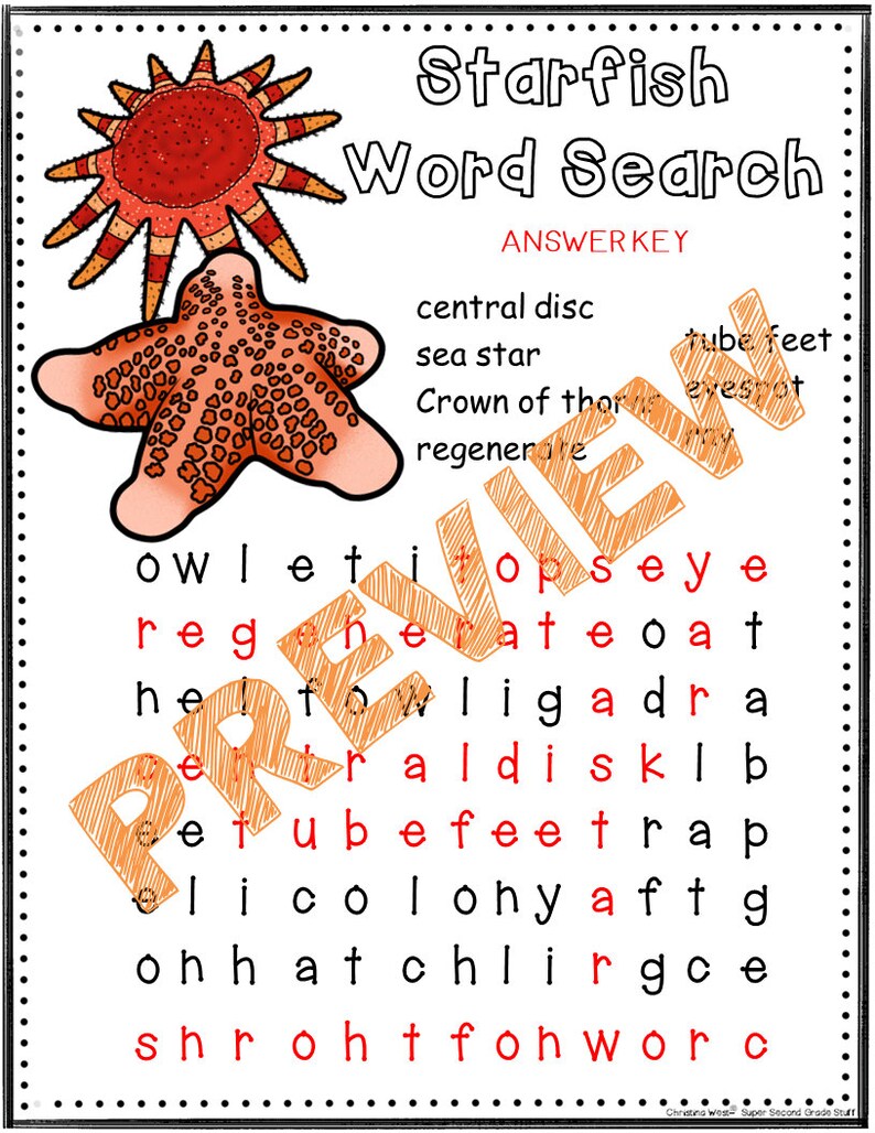 Starfish Themed Word Activities | 1st – 3rd | Homeschool | Printable ...
