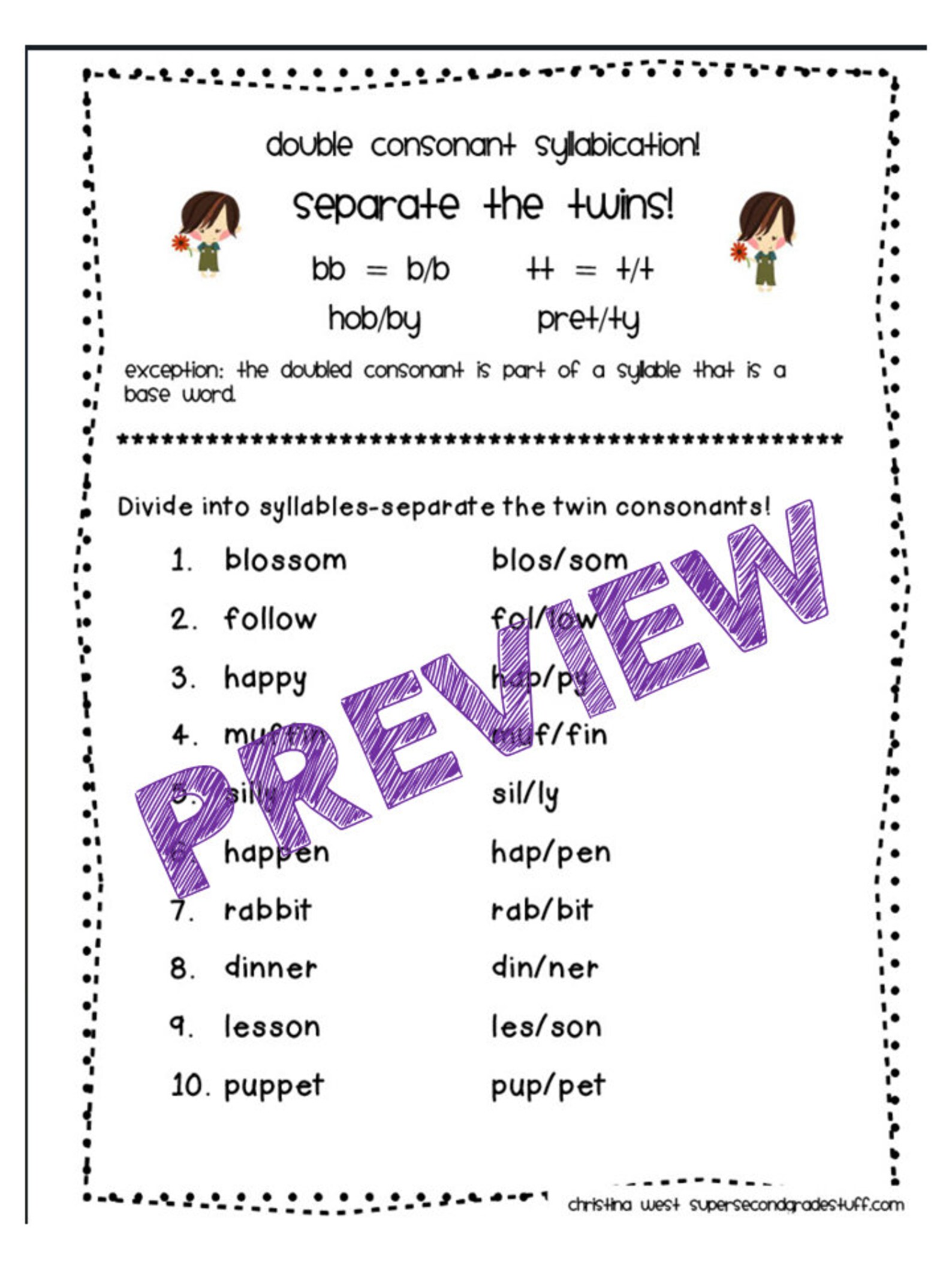 Syllable Divisions | 7 Most Common Syllable Breaks | 1st – 4th ...