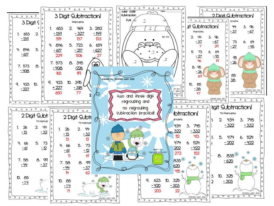 Two & Three Digit Subtraction Regrouping and No Regrouping | 1st – 4th ...