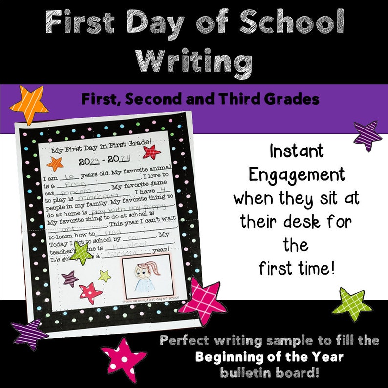 First Day of School | Beginning of the Year Writing Activity | 1st ...