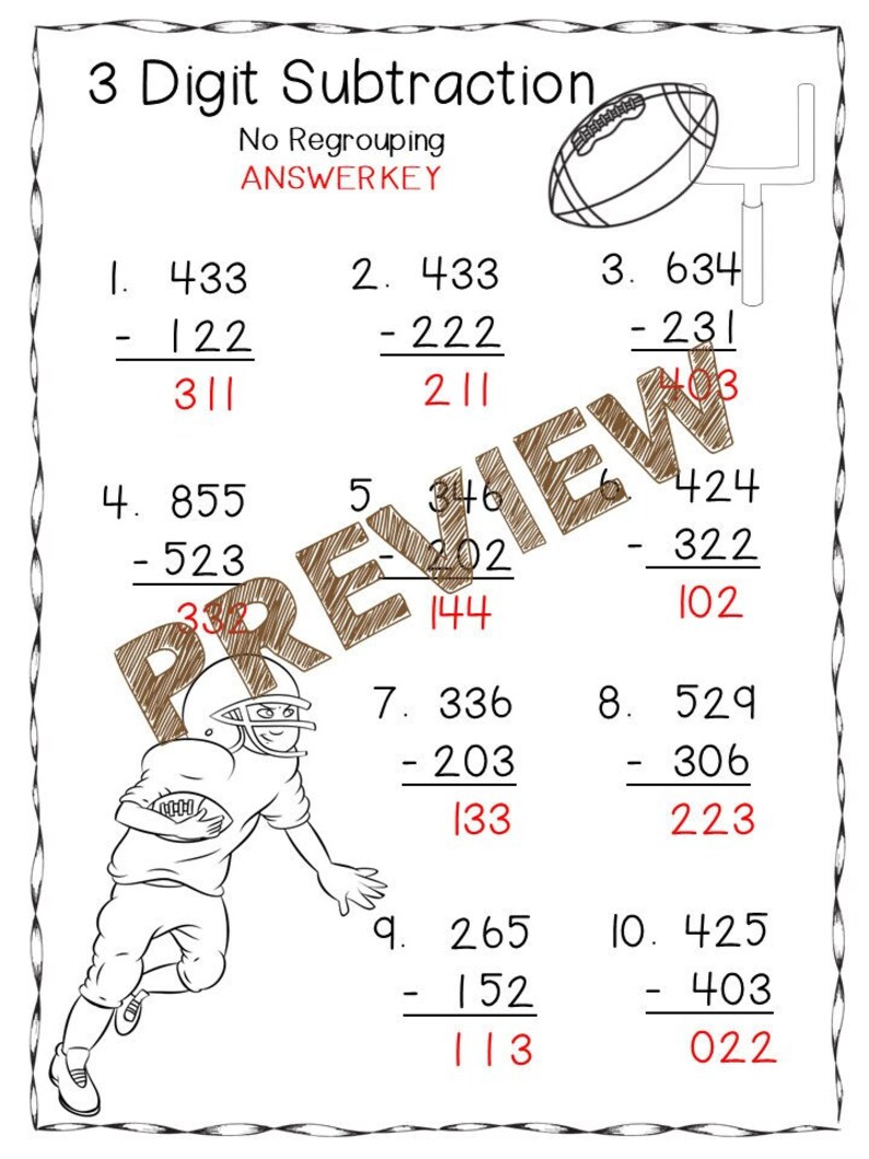 Two and Three Digit Subtraction | Regrouping and No Regrouping ...