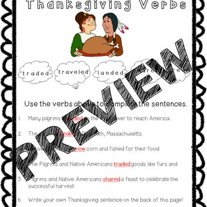 Parts of Speech Practice Worksheets| Thanksgiving| November | 1st – 5th ...