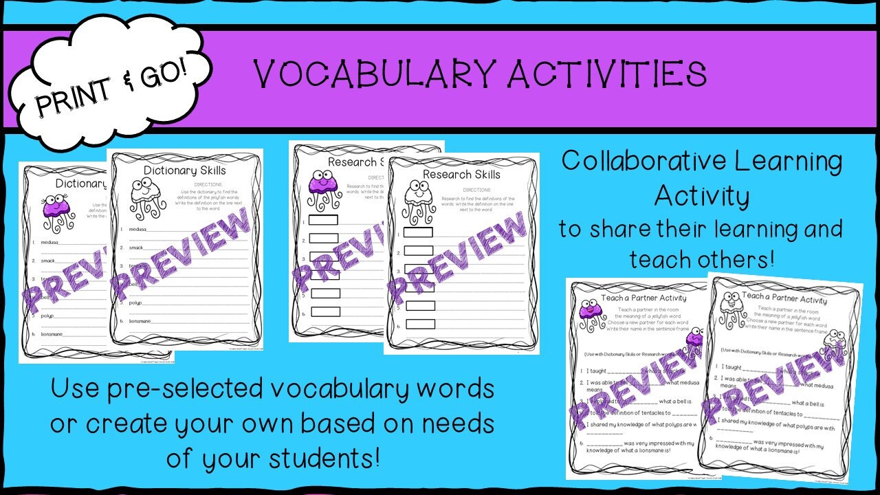 Jellyfish Themed Word Activities | 1st – 3rd | Homeschool | Printable ...