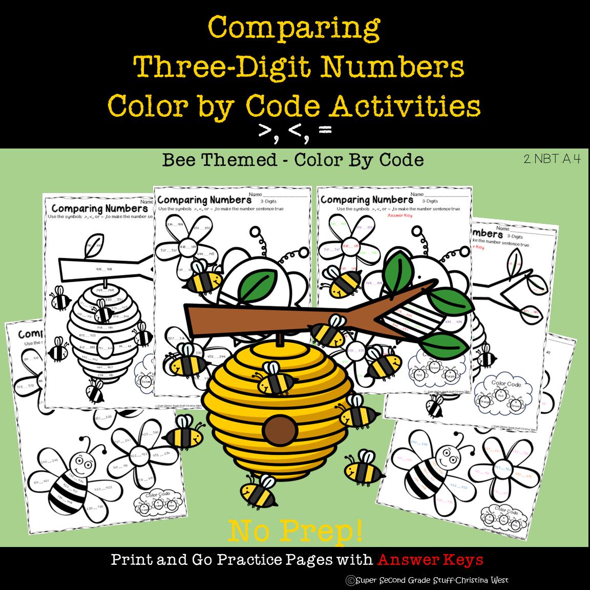 Comparing Three Digit Numbers | Comparison Symbols | Place Value | Bees ...