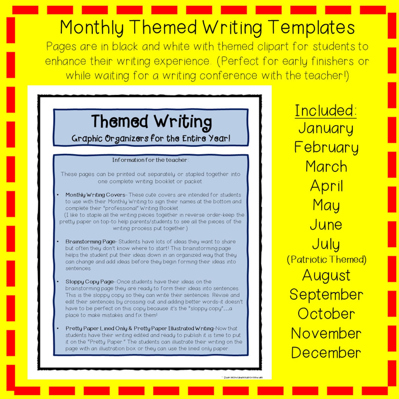 Monthly Writing Templates | Graphic Organizers | 1st – 4th | Homeschool ...