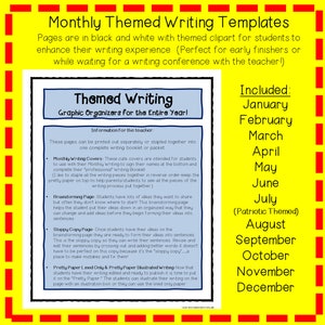 Monthly Writing Templates | Graphic Organizers | 1st – 4th | Homeschool ...