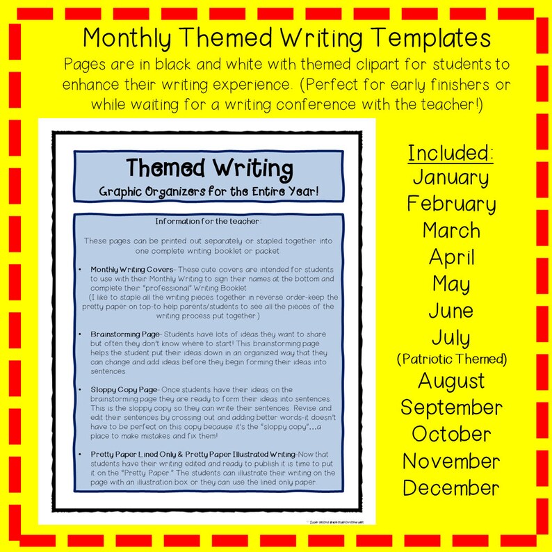 Monthly Writing Templates | Graphic Organizers | 1st – 4th | Homeschool ...