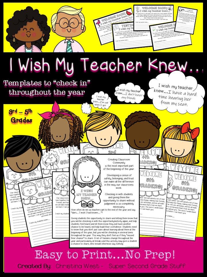 I Wish My Teacher Knew | Templates to "check In" With Students ...