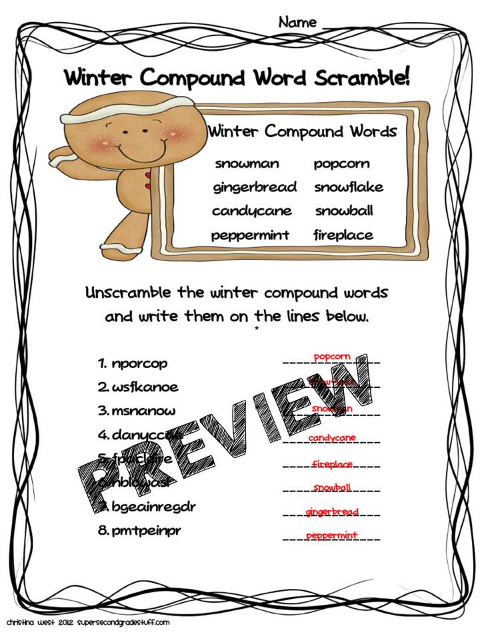 Compound Word Activities | Gingerbread | 1st – 3rd | Homeschool ...