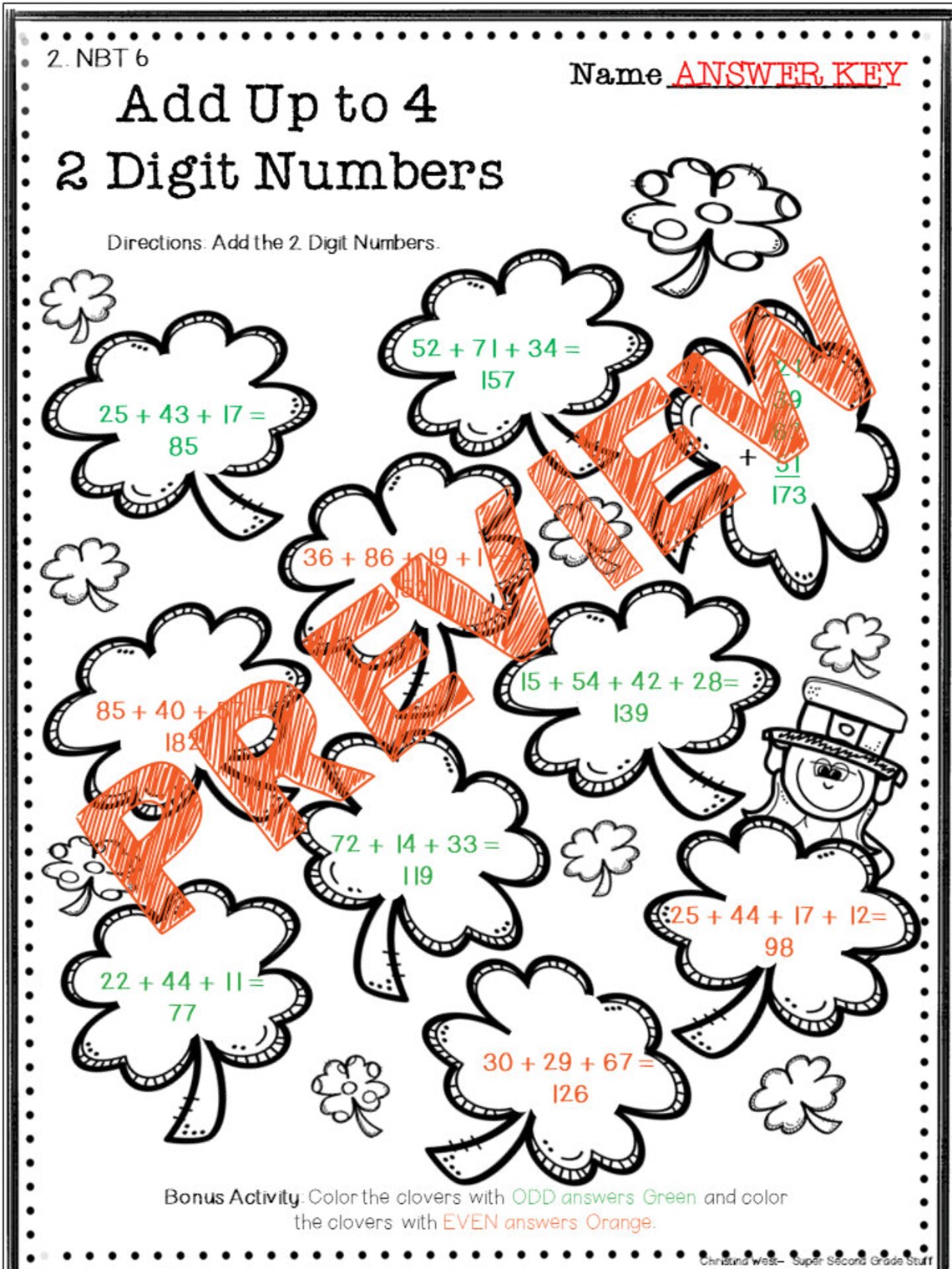 Adding up to 4 Two Digit Numbers | St. Patrick's Day| Addition| 1st ...