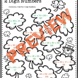 Adding up to 4 Two Digit Numbers | St. Patrick's Day| Addition| 1st ...