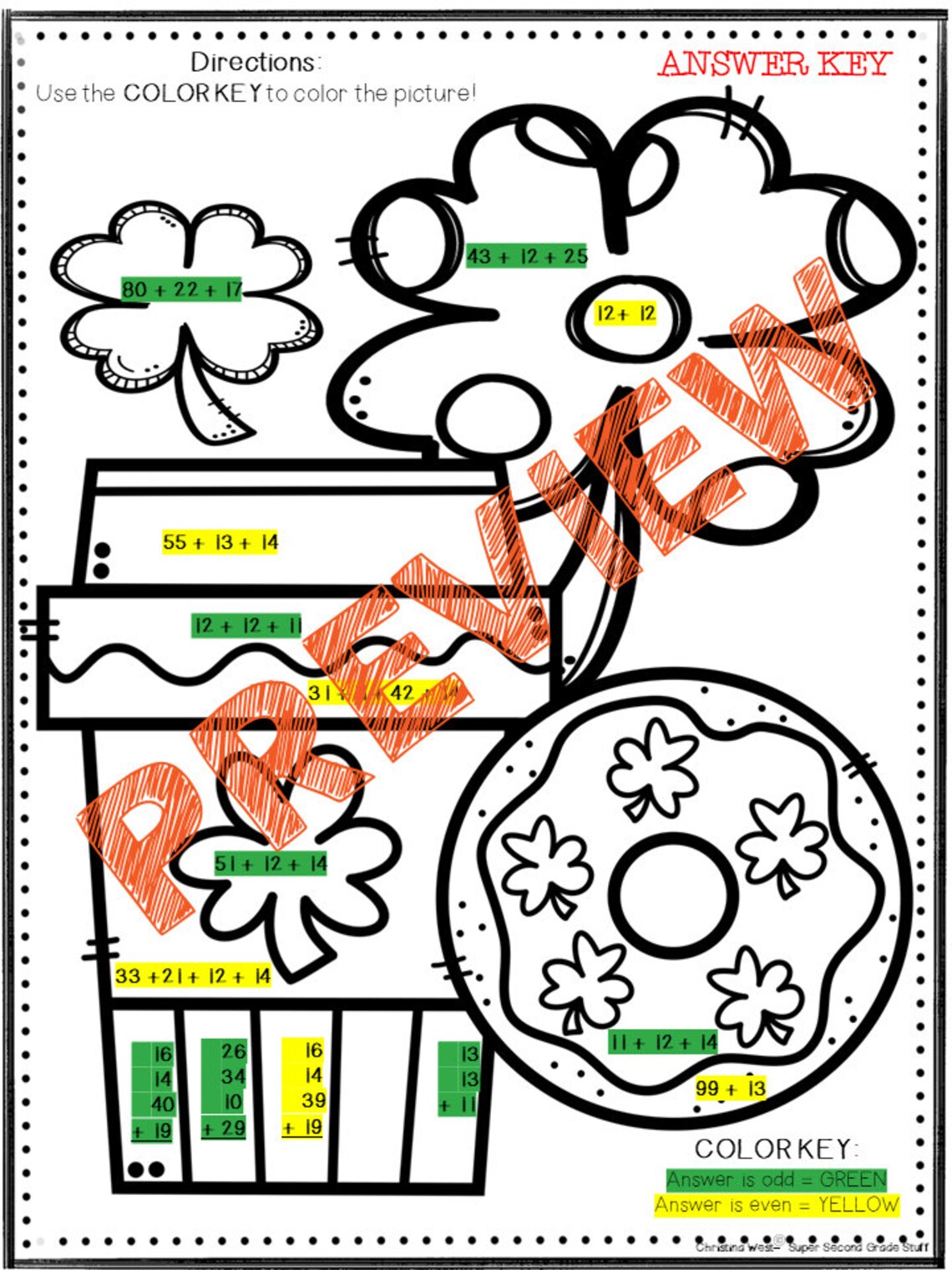 Adding up to 4 Two Digit Numbers | St. Patrick's Day| Addition| 1st ...