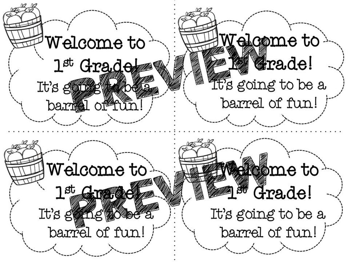 1st Grade Welcome Back Note for Students | No Prep-4 to a Page| First ...