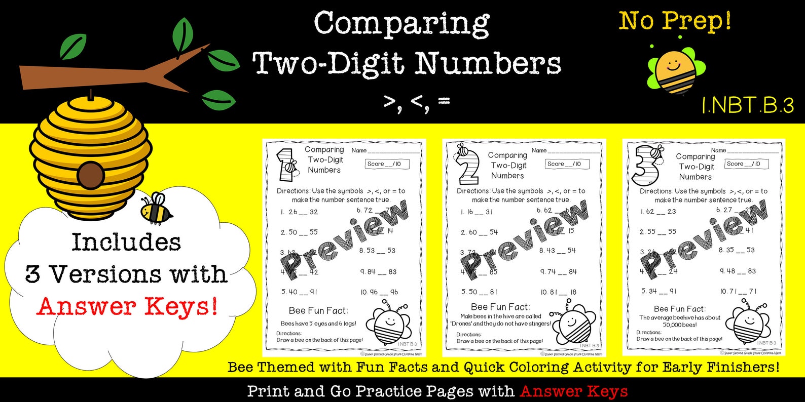Comparing Two Digit Numbers | Comparison Symbols | Place Value | Math ...